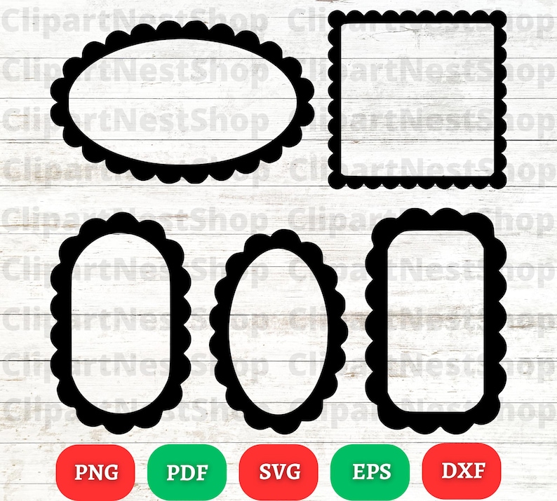 Scalloped Frames SVG Bundle | 30 Scallop Border Frames | Decorative ...
