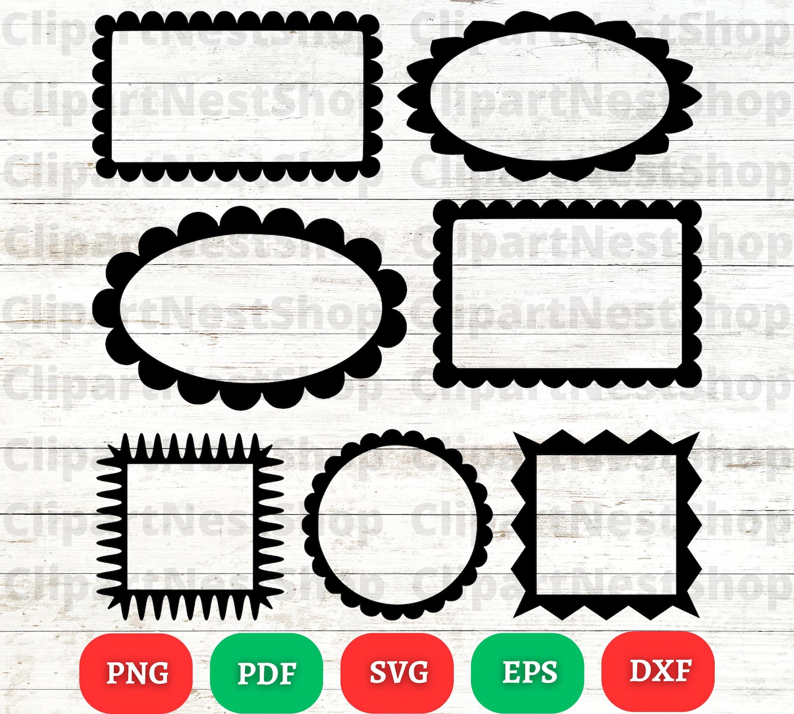 Scalloped Frames SVG Bundle | 30 Scallop Border Frames | Decorative ...