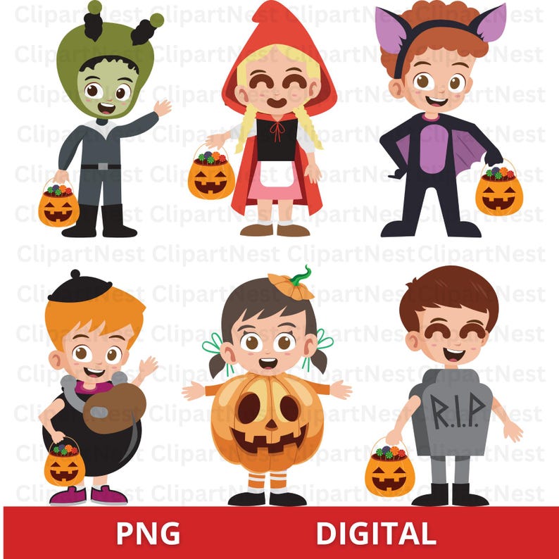 23 Halloween Kids Costume Clipart Bundle | Cute Trick or Treat SVG PNG ...