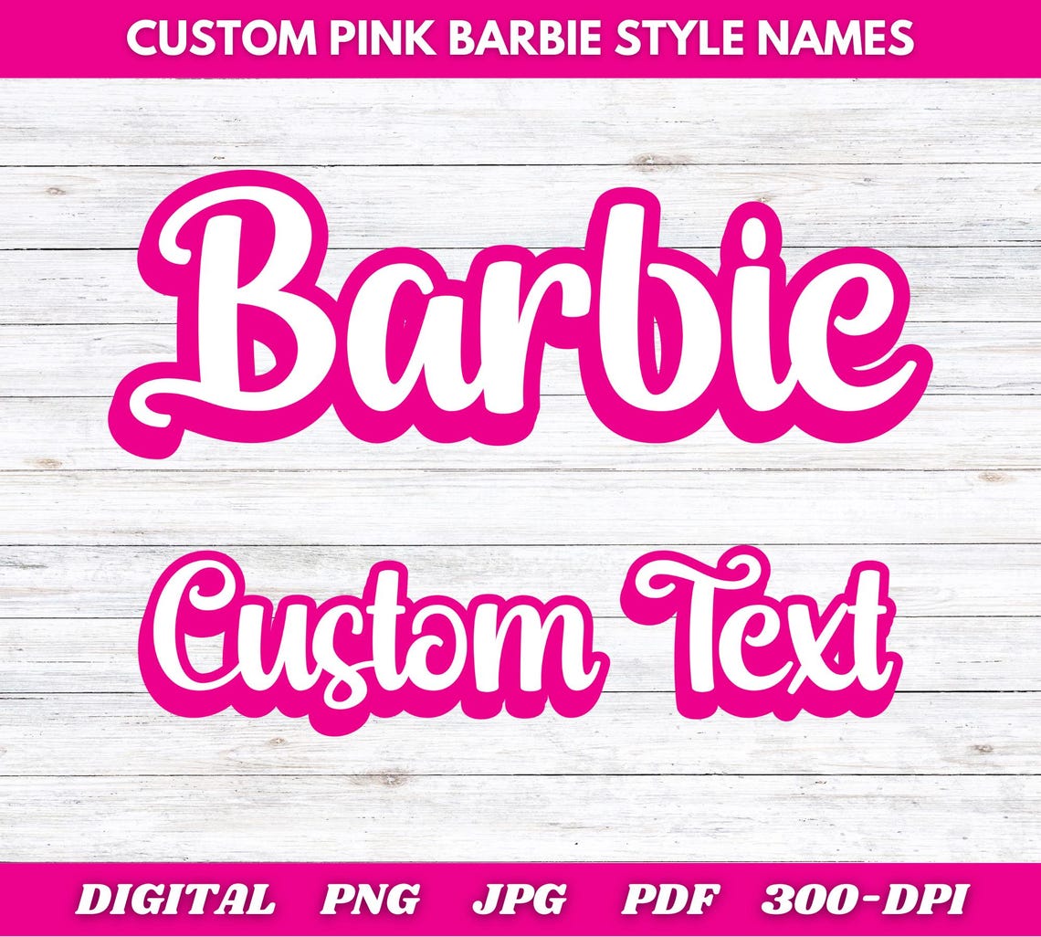 Custom Barbie Name PNG | Pink Barbie Style Text | Personalized Barbie ...