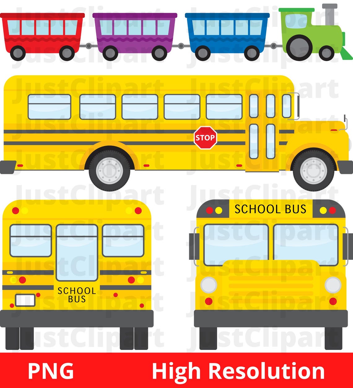 25 Transportation Clipart Bundle | Cars, Trucks, Buses, Planes, Trains ...