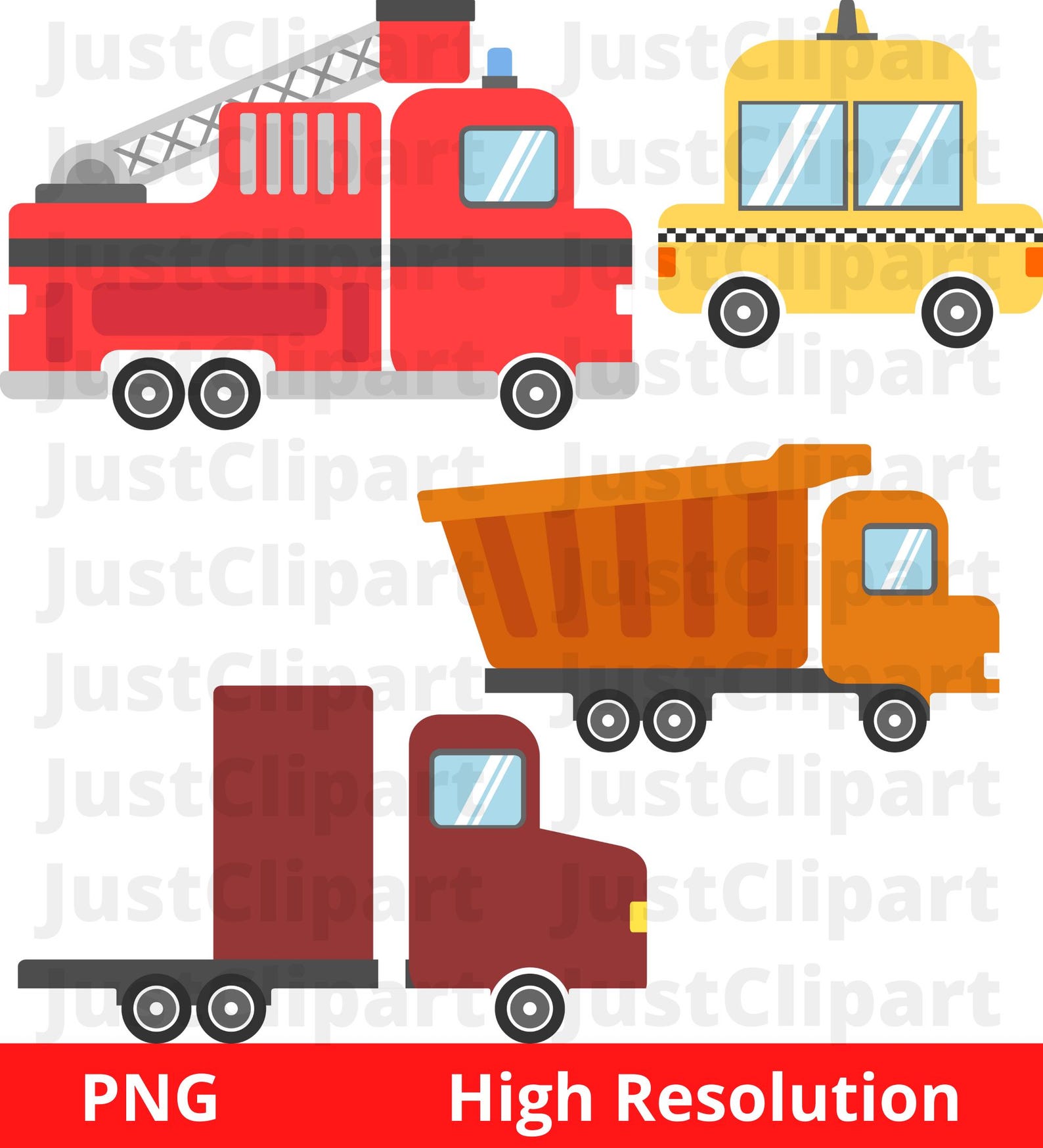 25 Transportation Clipart Bundle | Cars, Trucks, Buses, Planes, Trains ...