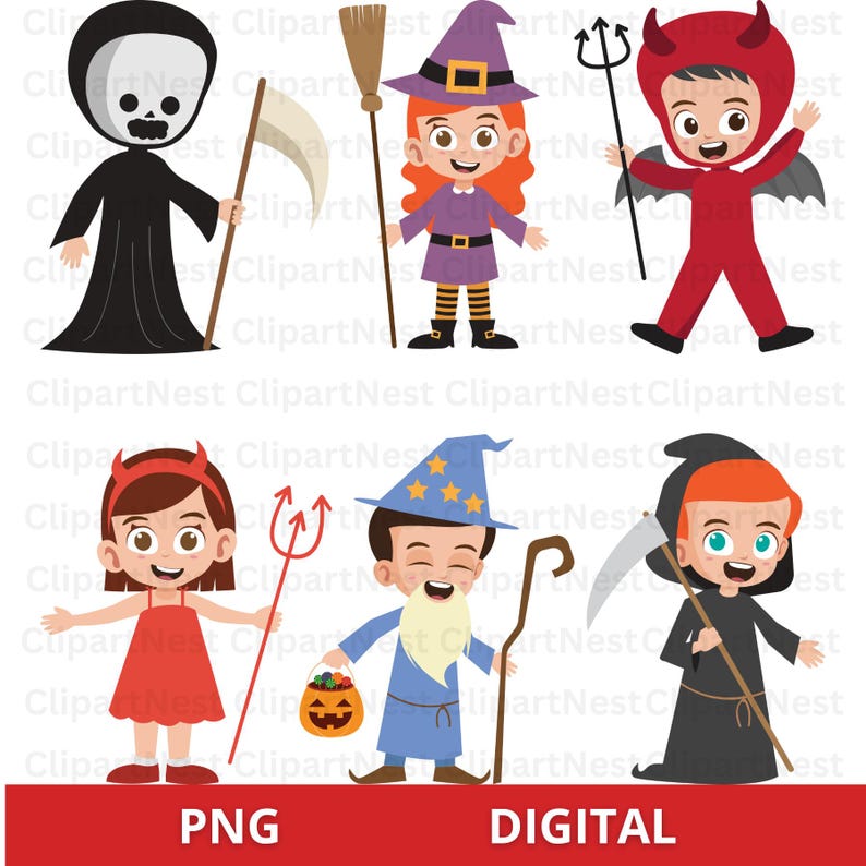 23 Halloween Kids Costume Clipart Bundle | Cute Trick or Treat SVG PNG ...