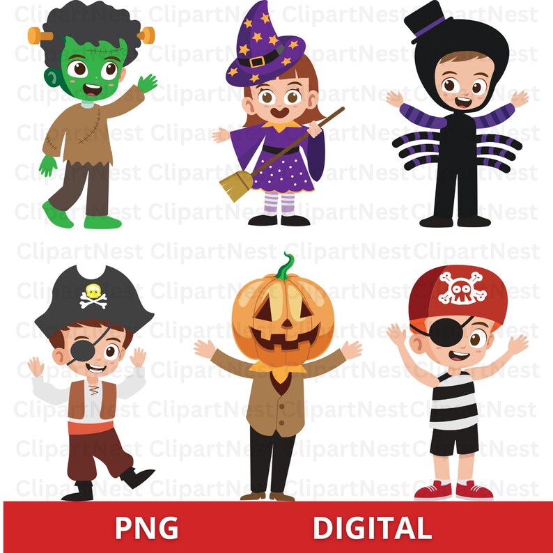 23 Halloween Kids Costume Clipart Bundle | Cute Trick or Treat SVG PNG ...