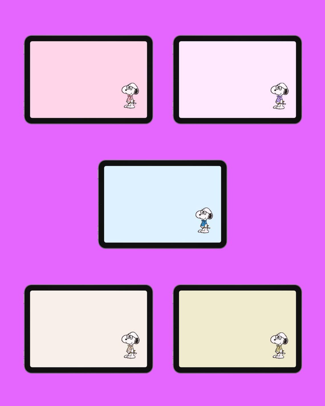 Snoopy Pastel Wallpapers | Studious Snoopy | Aesthetic Colors - Etsy