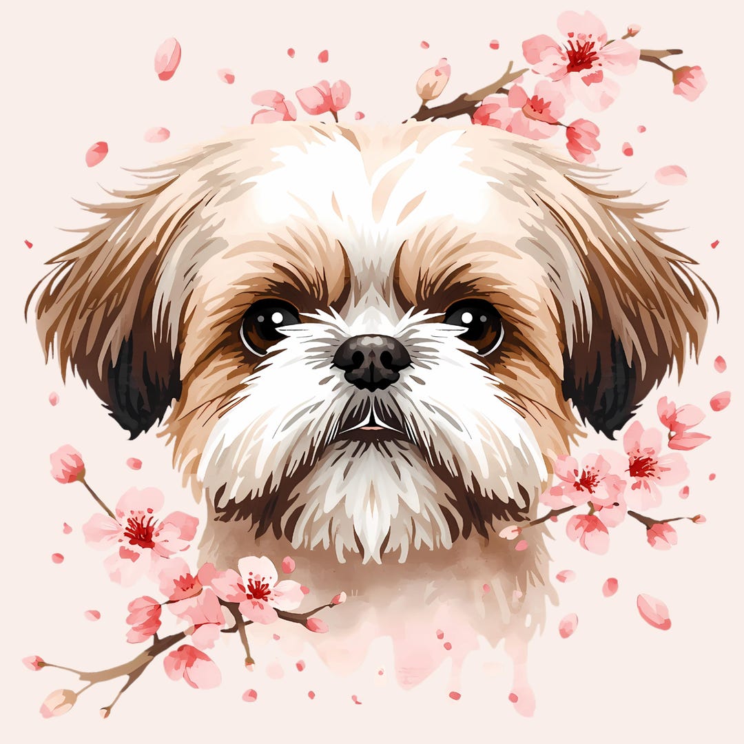 Floral Dog Clipart Bundle, Watercolor Puppy Flowers, Sublimation Design ...