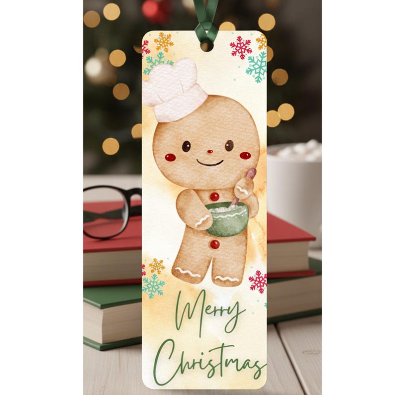 Gingerbread Christmas Bookmarks Printable, Cute Holiday Bookmark Set ...