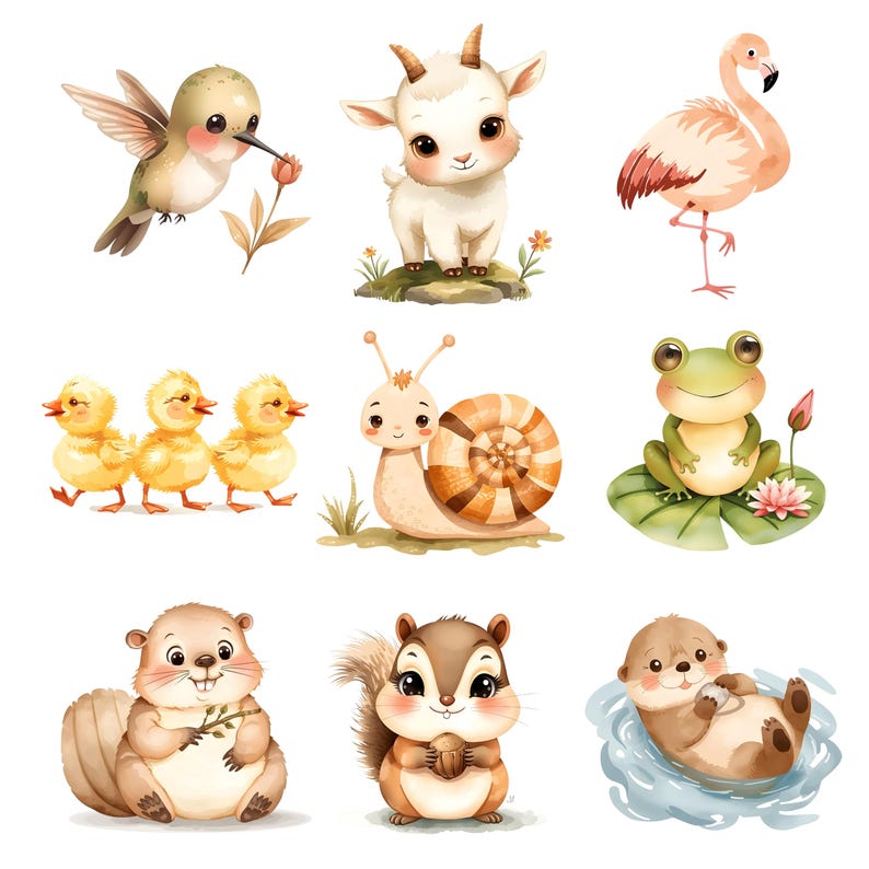 Watercolor Woodland Animals Clipart Bundle, Forest Creatures PNG ...