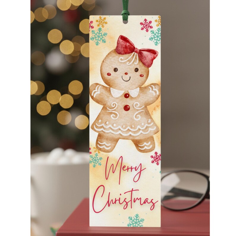 Gingerbread Christmas Bookmarks Printable, Cute Holiday Bookmark Set ...