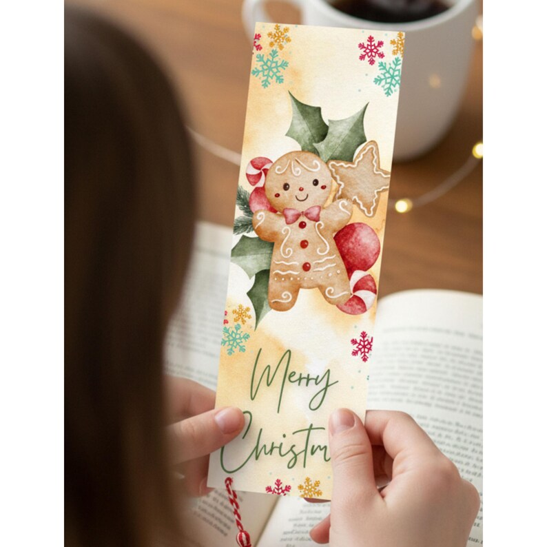 Gingerbread Christmas Bookmarks Printable, Cute Holiday Bookmark Set ...