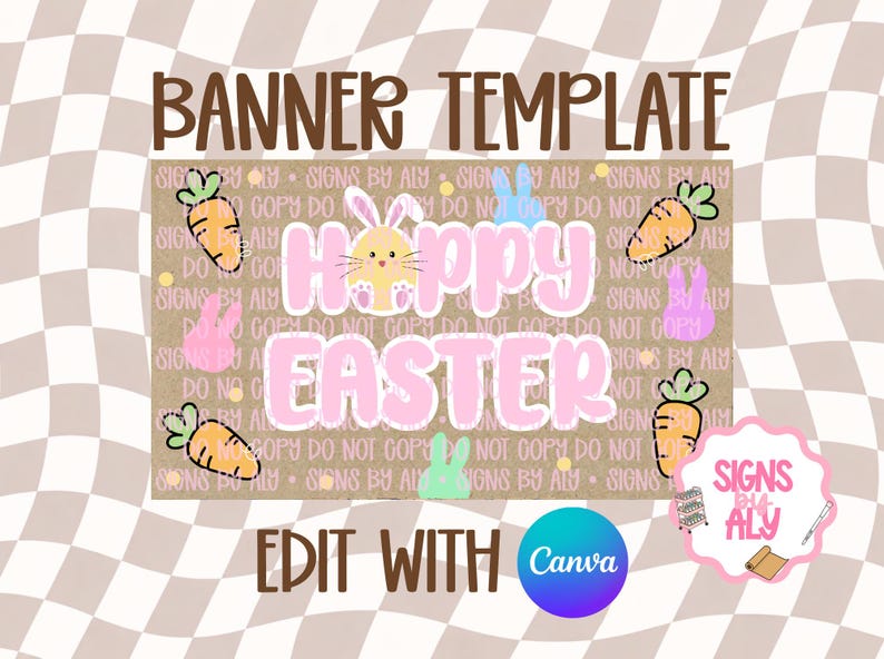 Hoppy Easter Banner Template | Birthday Banner Mockup | Editable Canva ...