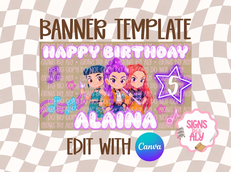 K-pop Banner Template | Party Banner Mockup | Editable Canva | Digital ...