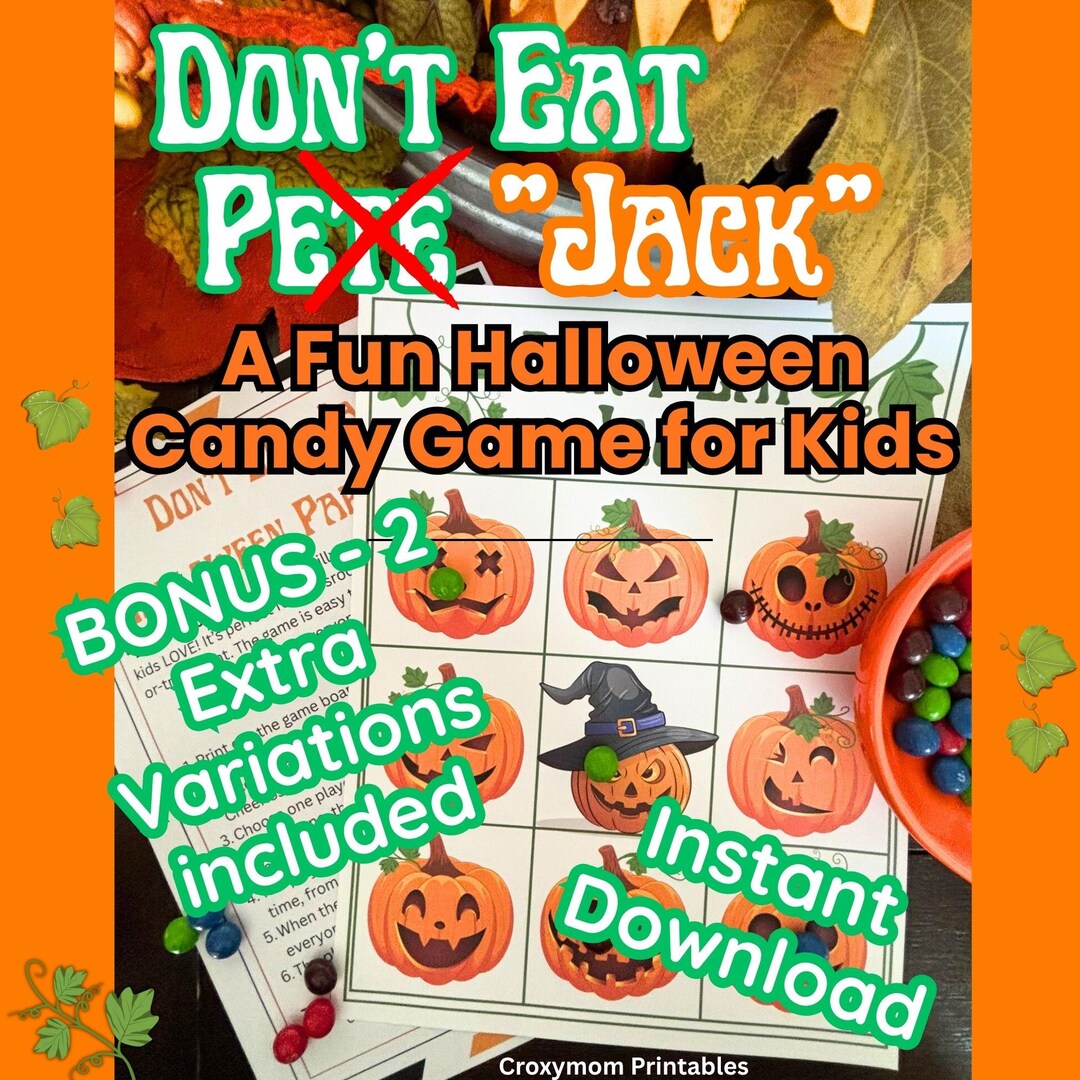 Halloween Don't Eat Pete Oops Don't Eat Jack! Game Bundle: 3 Printable ...