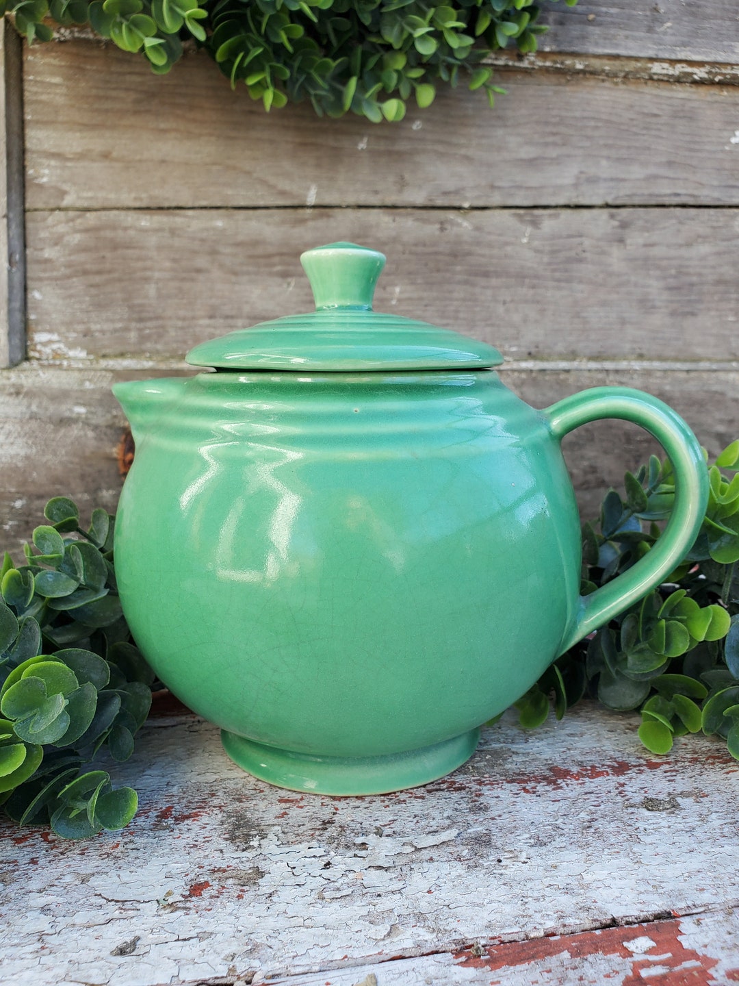 Vintage Fiesta Ware Green Teapot - Etsy