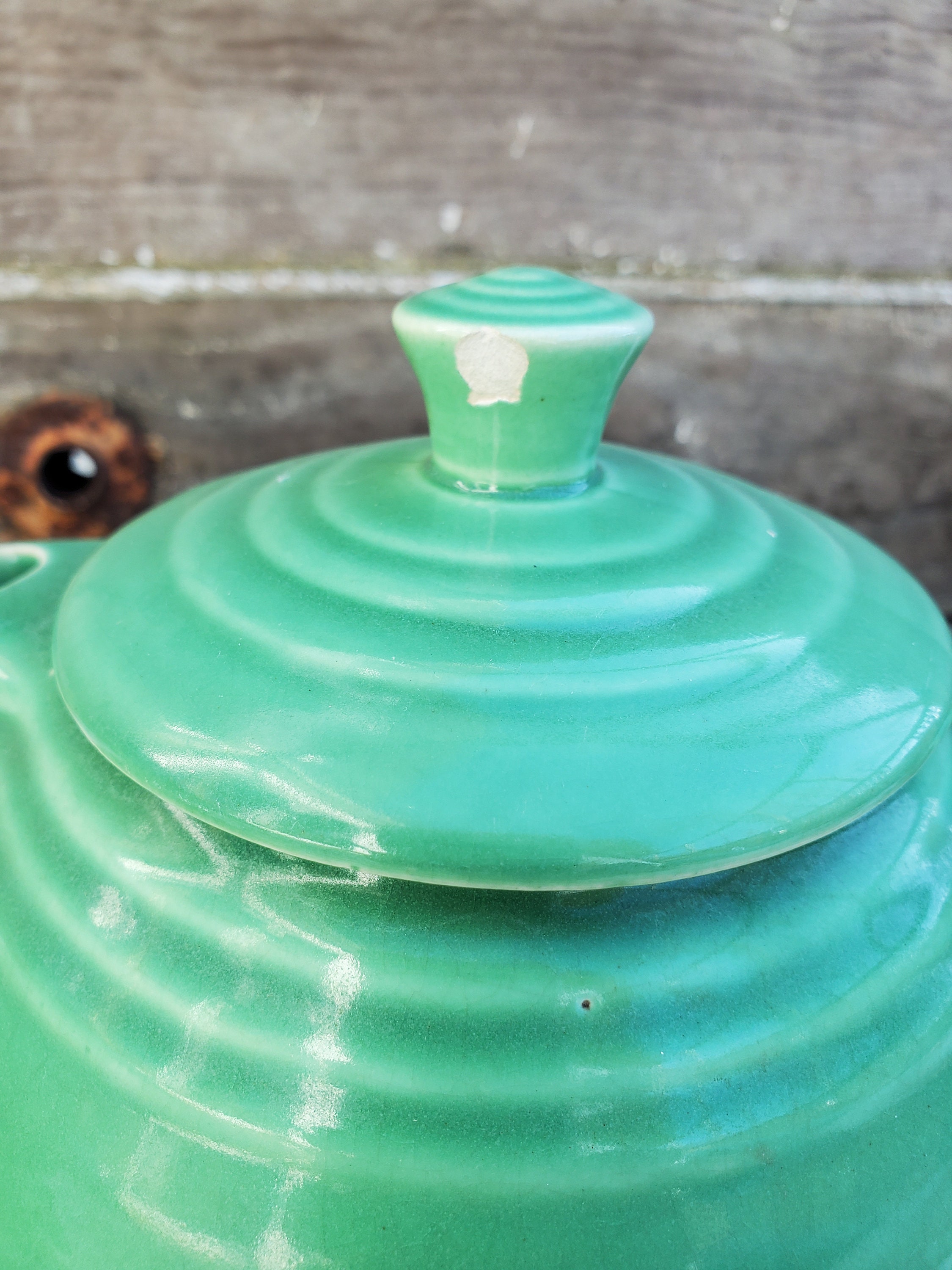 Vintage Fiesta Ware Green Teapot - Etsy