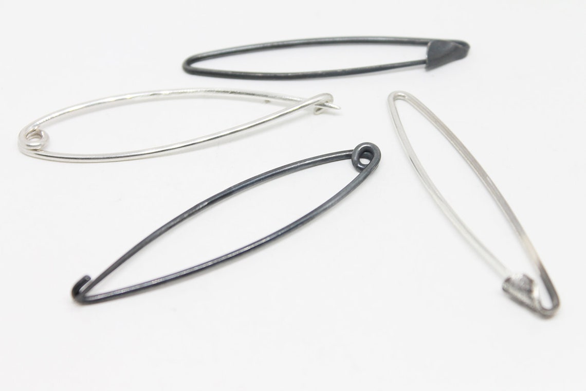 Minimal Black Small Pin, Oxidized Silver Safety Pin, Simple Unisex Pin ...