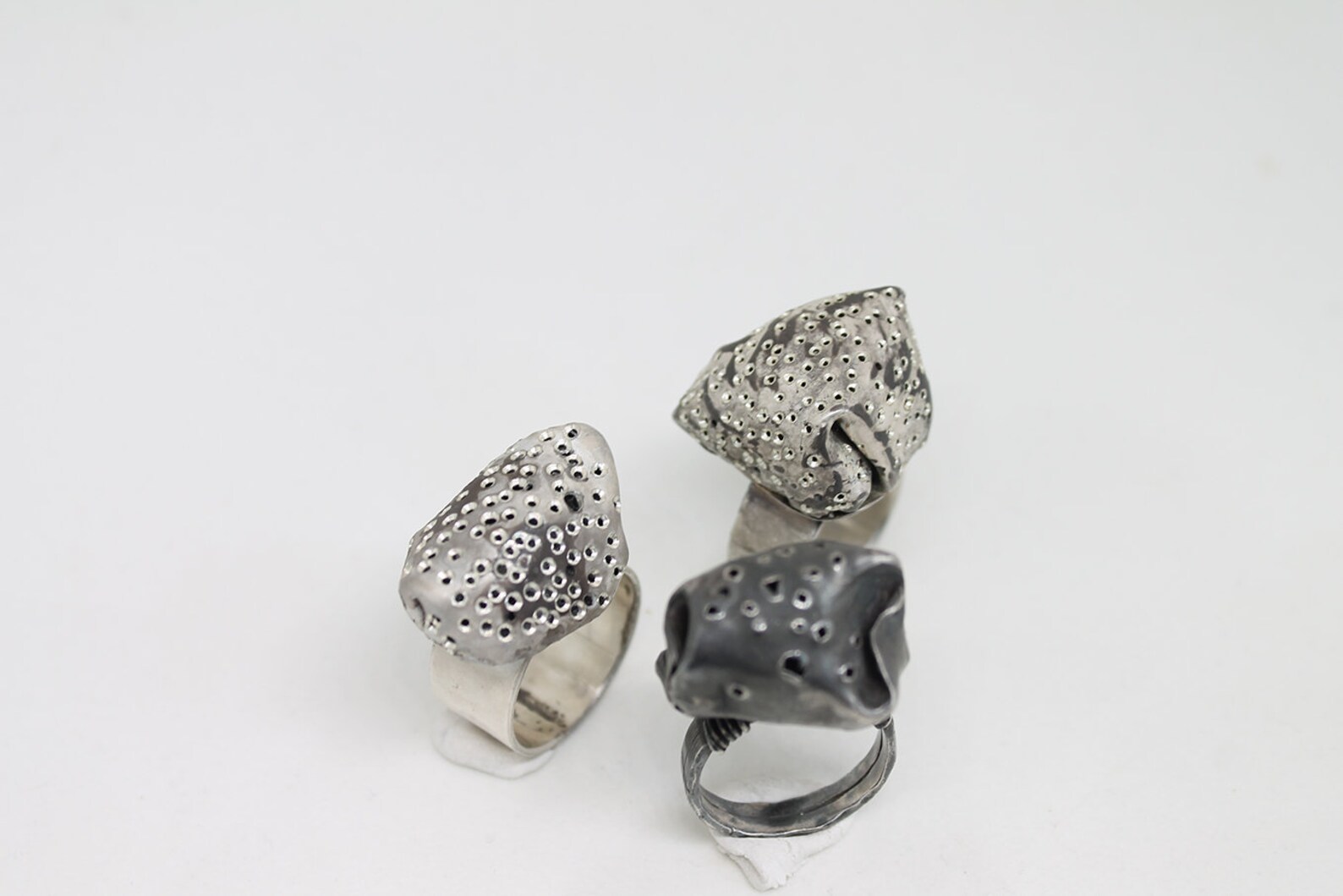 Big Black Silver Ring for Women Bold Chunky Sculptural Rings | Etsy