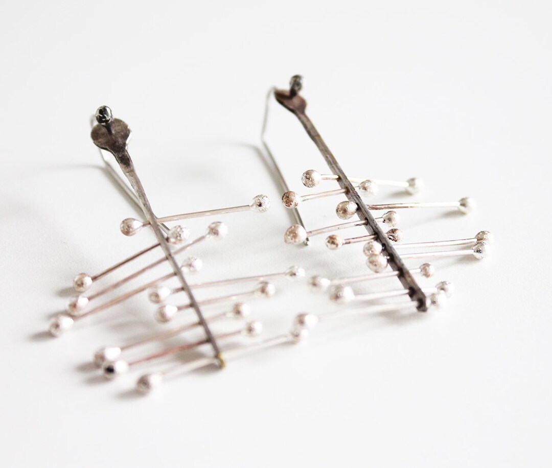 Bold Silver Earrings, Edgy Earrings, Big Modern Fine Silver Earrings, Gift for Her, Statement ...