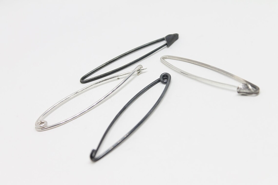 Minimal Black Small Pin, Oxidized Silver Safety Pin, Simple Unisex Pin ...