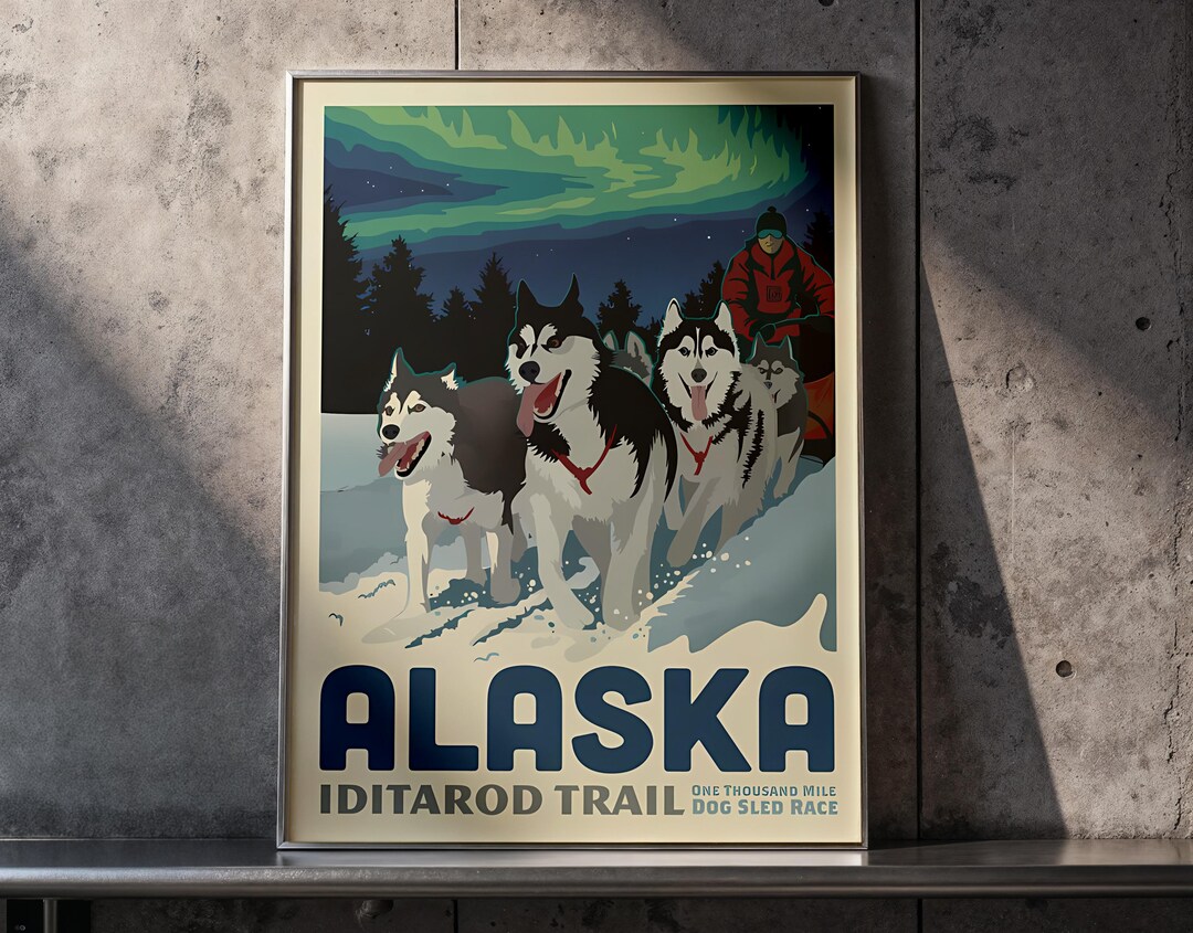 Vintage Alaska Iditarod Trail Poster: Dog Sledding Art Print - Etsy
