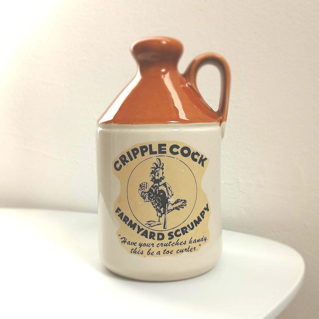Vintage Cripple Cock Scrumpy Cider Jug - English Stoneware Pottery ...