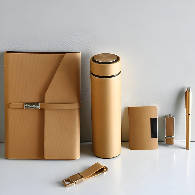 Personalized Corporate Gift Set: Custom Notebook, Pen, Thermos, Card ...