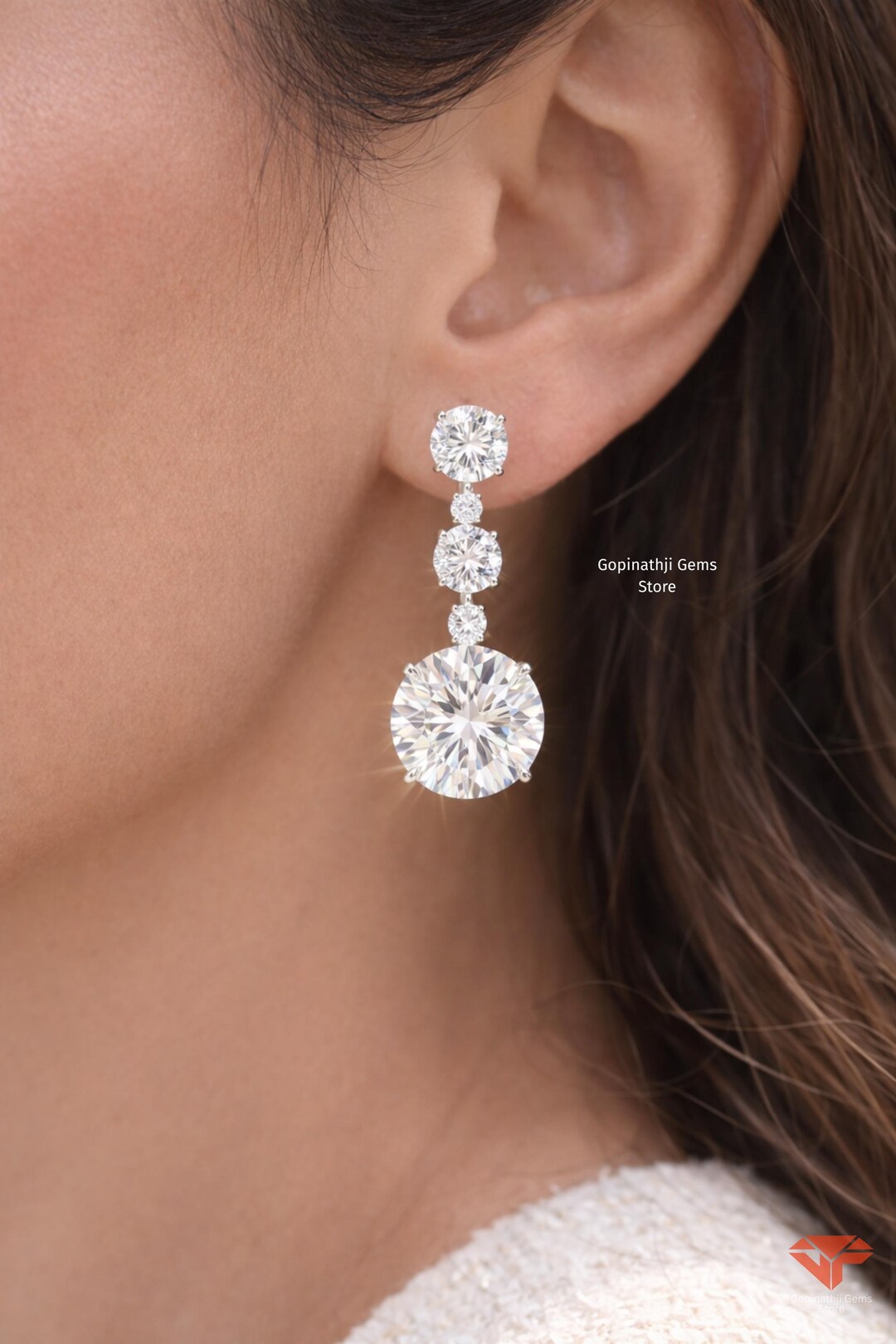 4CT Lab Grown Diamond Drop Earrings | Luxury Bridal Dangle Earrings ...