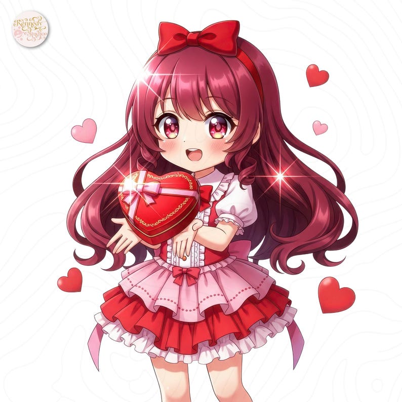 Cute Little Valentine Girl PNG Clipart – Kawaii Valentine’s Day ...