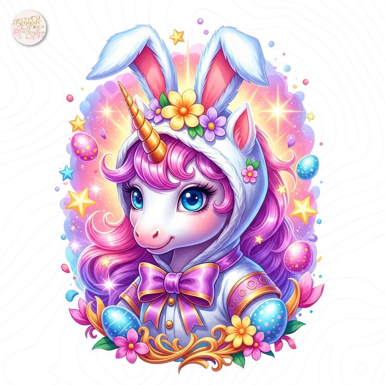 Easter Unicorn Clipart Bundle PNG, Pastel Spring Unicorns, Easter Egg ...