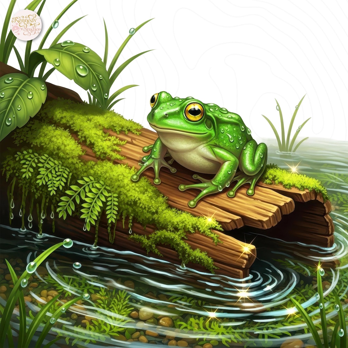 Froggy Spring Clipart PNG Cute Frog Illustration Spring Garden Kids ...