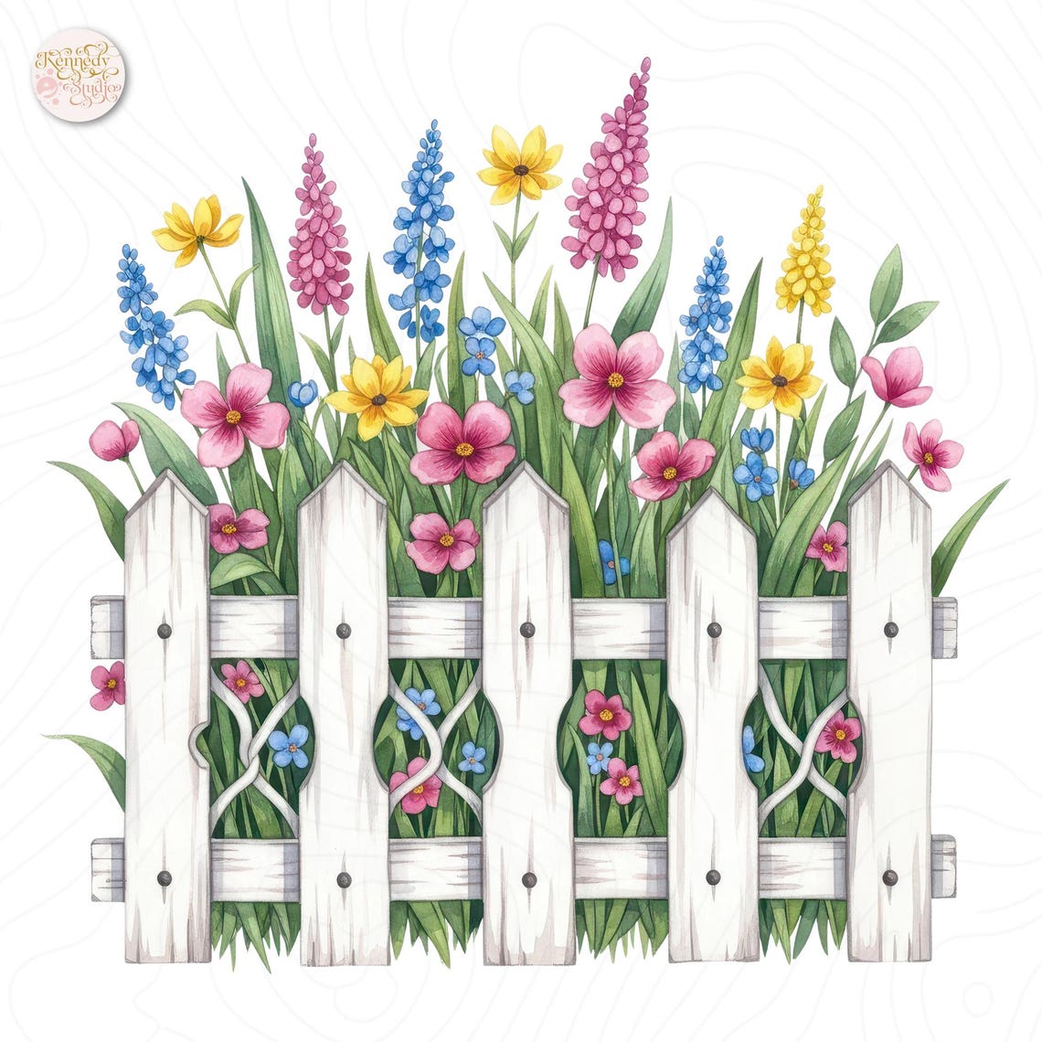 Spring Flower Fence PNG Clipart – Watercolor Floral Garden Border for ...