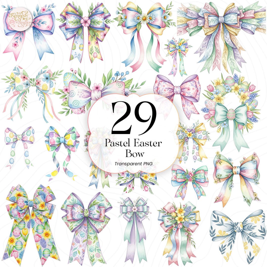 Pastel Easter Bow PNG Clipart, Cute Coquette Spring Design for Girls ...