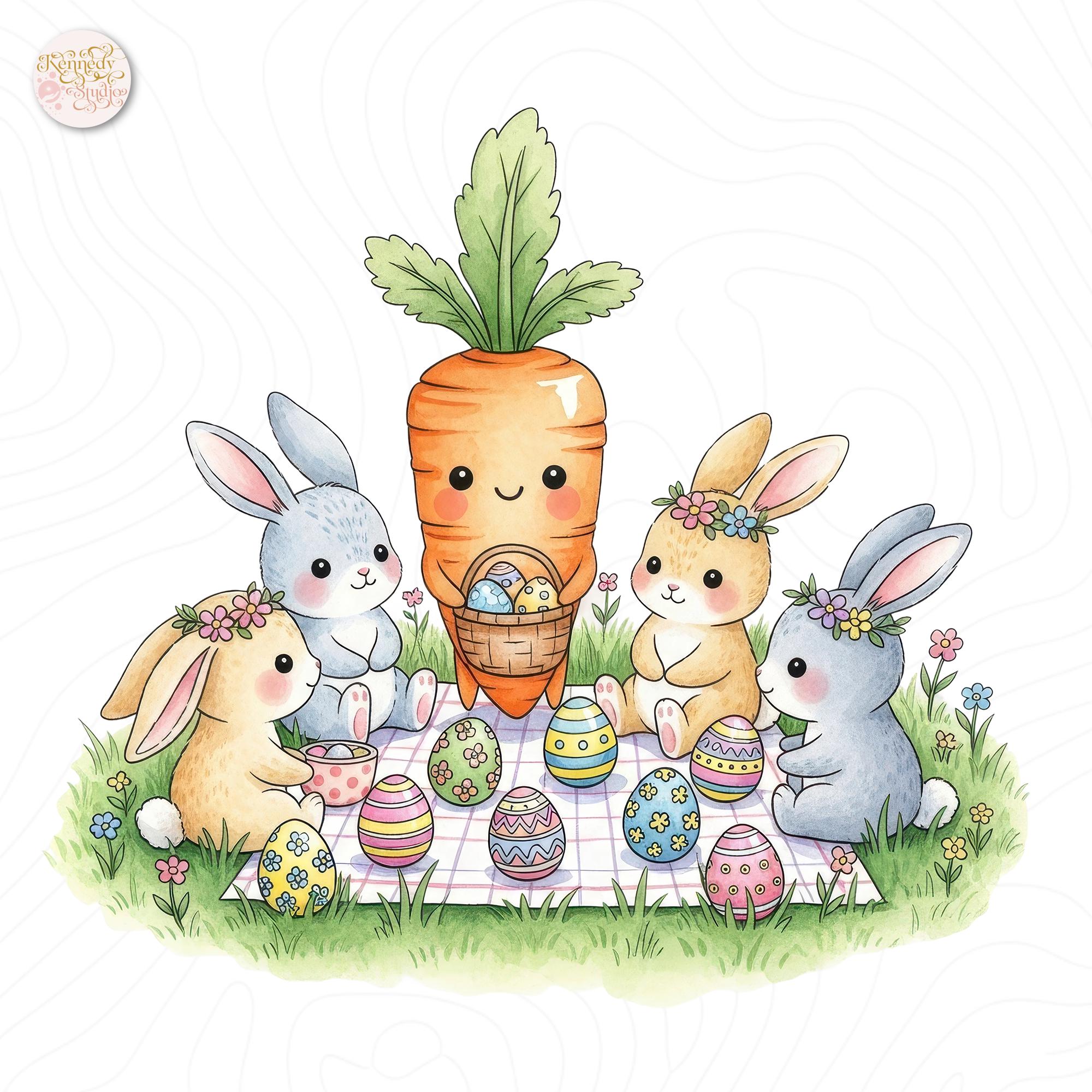Easter Party PNG Clipart Bundle Cute Pastel Bunny Eggs Spring ...