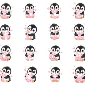 Valentine Penguins Alphabet PNG Clipart Doodle Letters Valentine Day ...