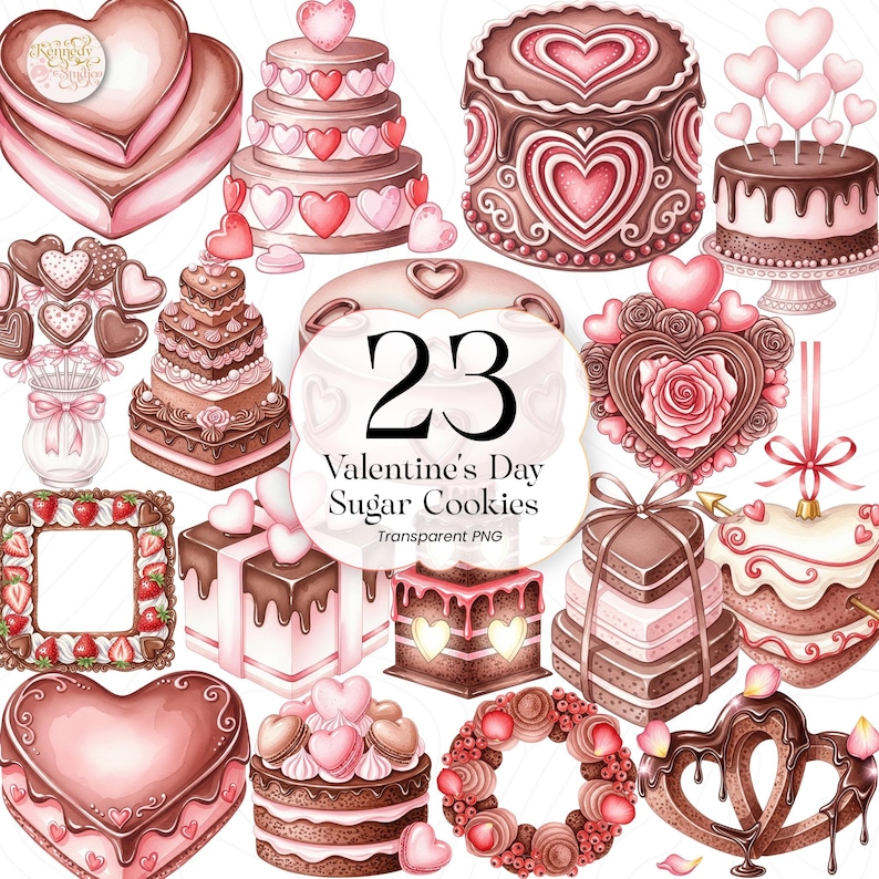 Valentine’s Day Sugar Cookies PNG Clipart – Cute Heart Cookie Set for ...