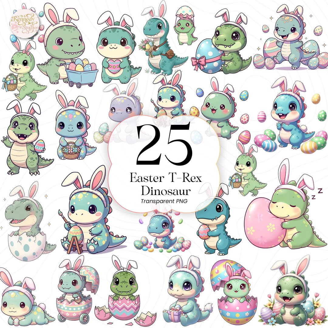 Cute Easter T-rex Dinosaur PNG Clipart Sublimation for Kids Shirt & Mug ...