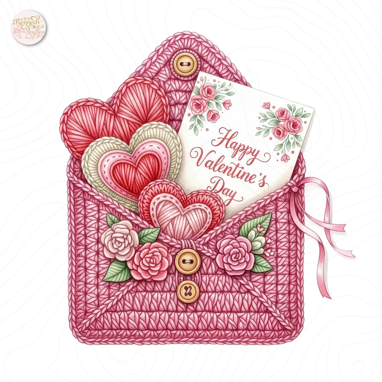 Pink Valentine Crochet Envelope PNG Clipart Handmade Love Letter ...