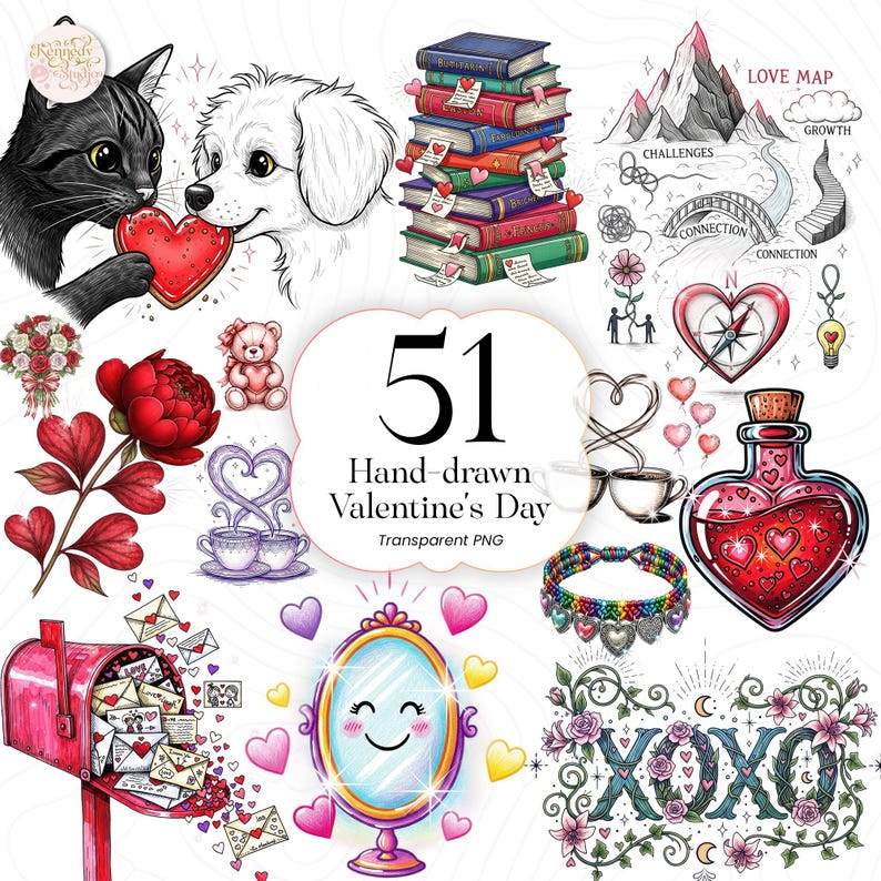 Hand-drawn Valentine PNG Clipart Cute Romantic Illustration Valentine’s ...