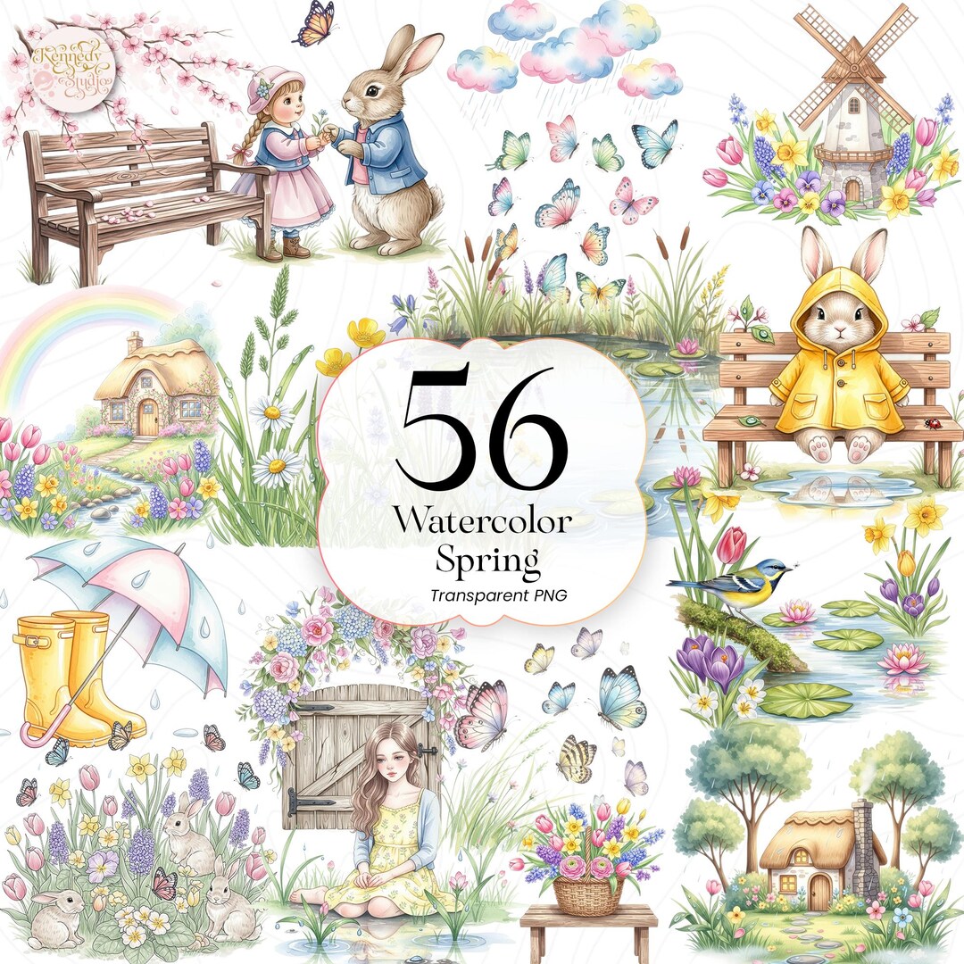 Watercolor Spring Floral PNG Clipart Bundle Spring Flowers Digital ...