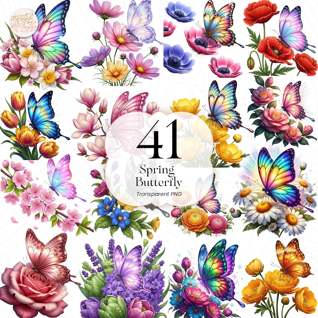 Spring Butterfly PNG Clipart Watercolor Floral Spring Decor for ...