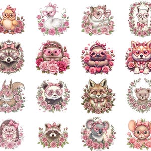 Valentine Animals With Roses PNG Clipart Cute Romantic Animal ...