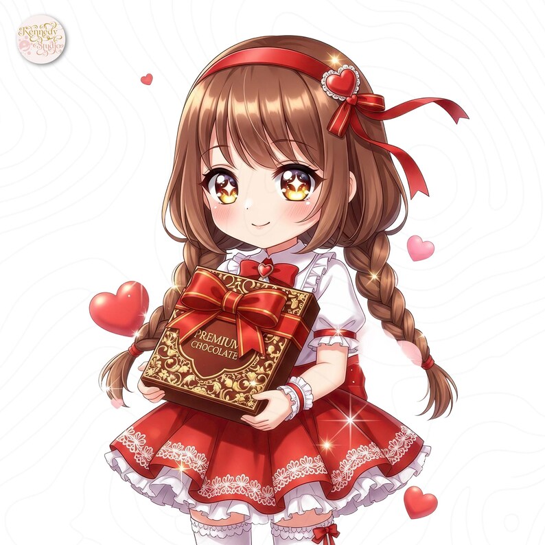 Cute Little Valentine Girl PNG Clipart – Kawaii Valentine’s Day ...
