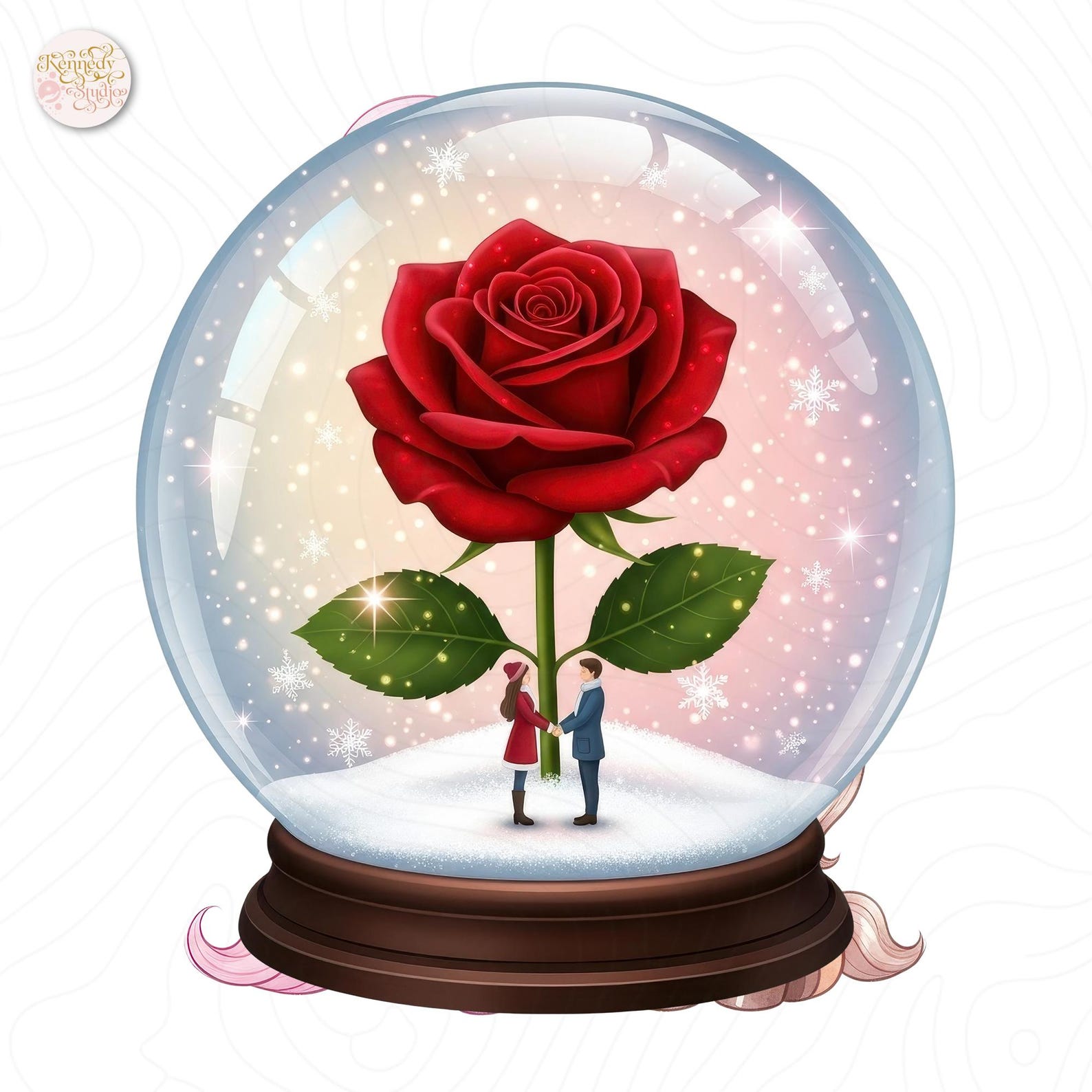 Valentine Snow Globe PNG Clipart Set, Romantic Love Watercolor ...