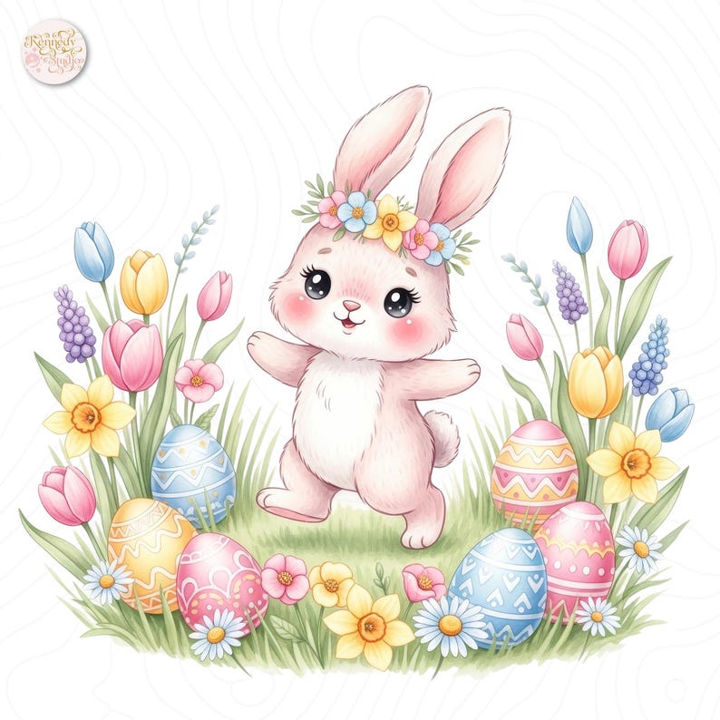 Easter Party PNG Clipart Bundle Cute Pastel Bunny Eggs Spring ...