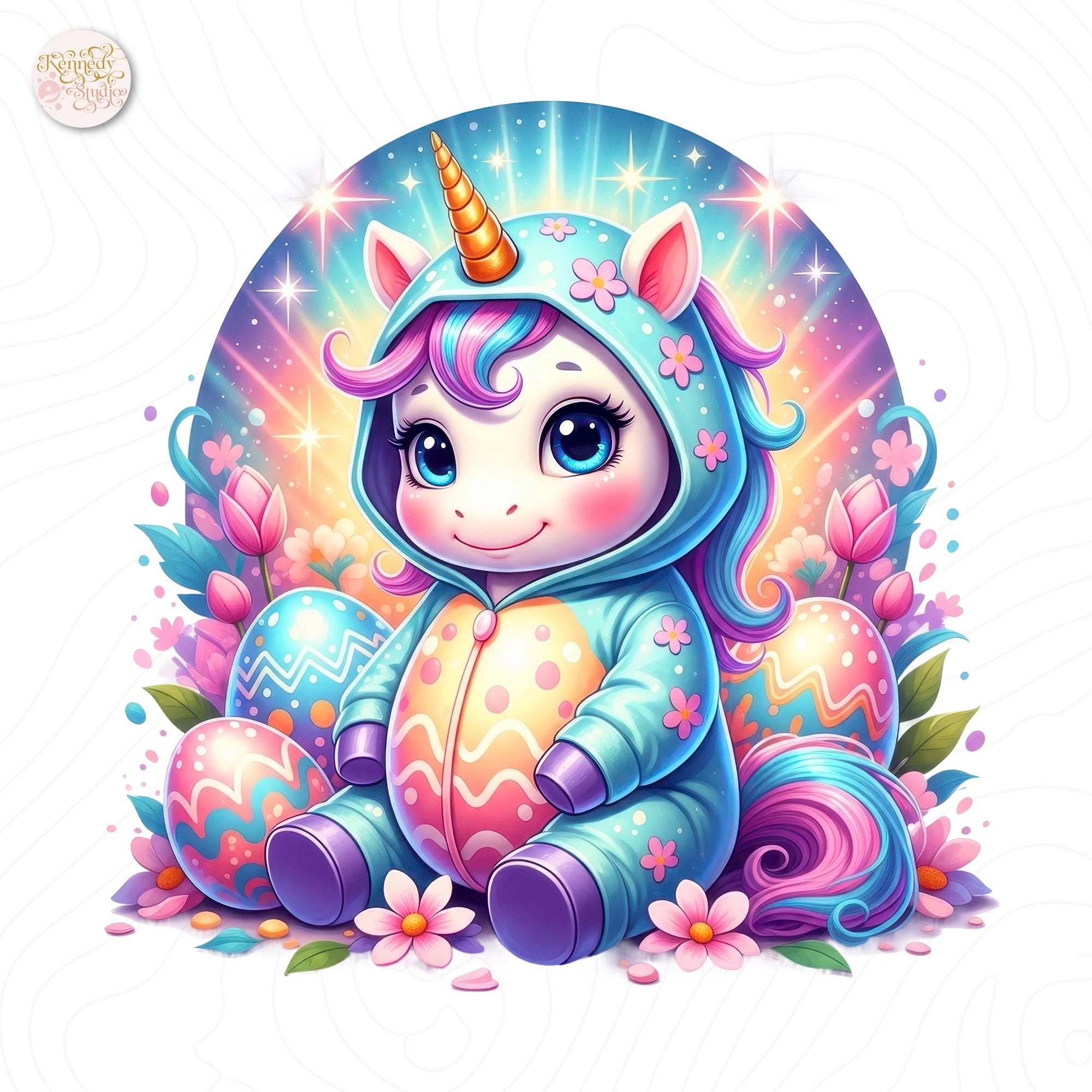 Easter Unicorn Clipart Bundle PNG, Pastel Spring Unicorns, Easter Egg ...