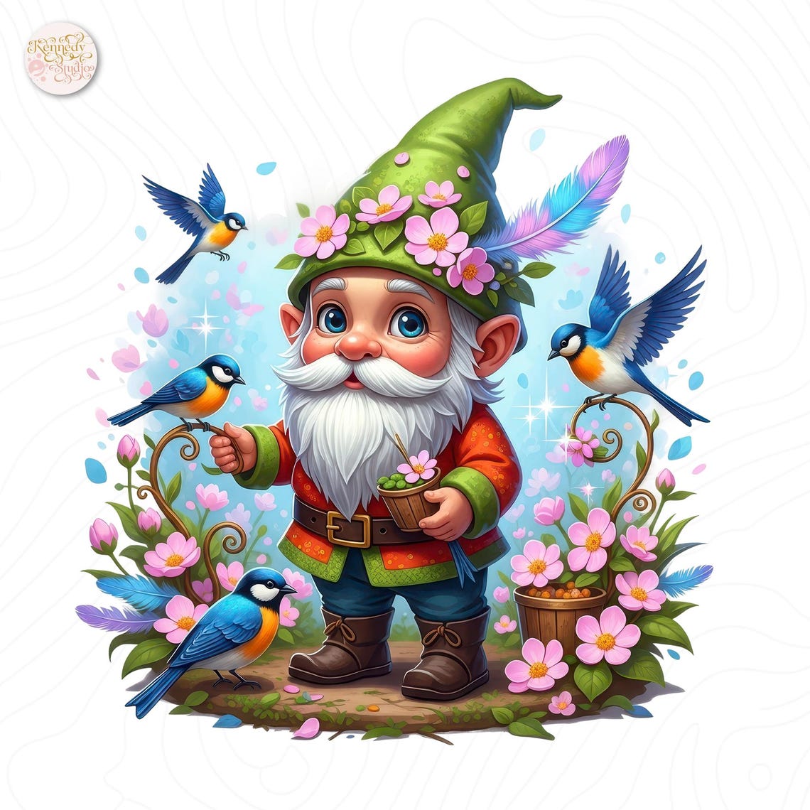 Spring Gnome Garden PNG Clipart Cute Floral Garden Spring Decor for ...