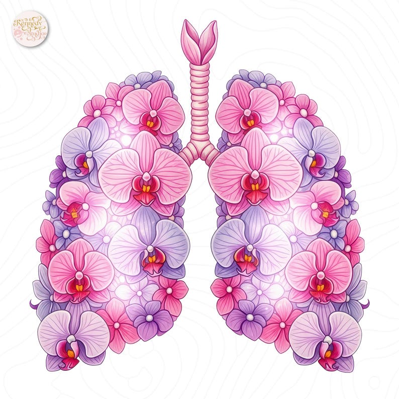 Floral Anatomical Lungs PNG Clipart, Watercolor Botanical Respiratory ...