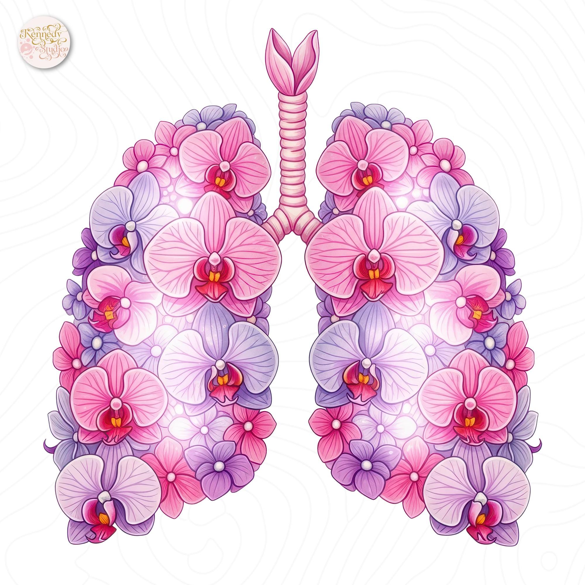Floral Anatomical Lungs PNG Clipart, Watercolor Botanical Respiratory ...