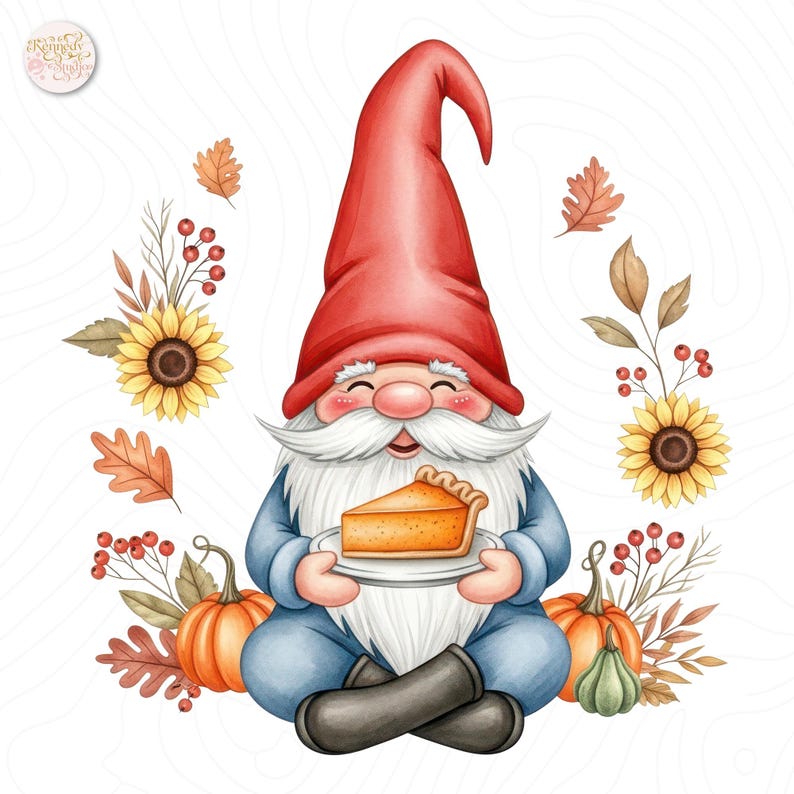 Fall Gnome Clipart PNG Bundle, Watercolor Autumn Pumpkin Thanksgiving ...