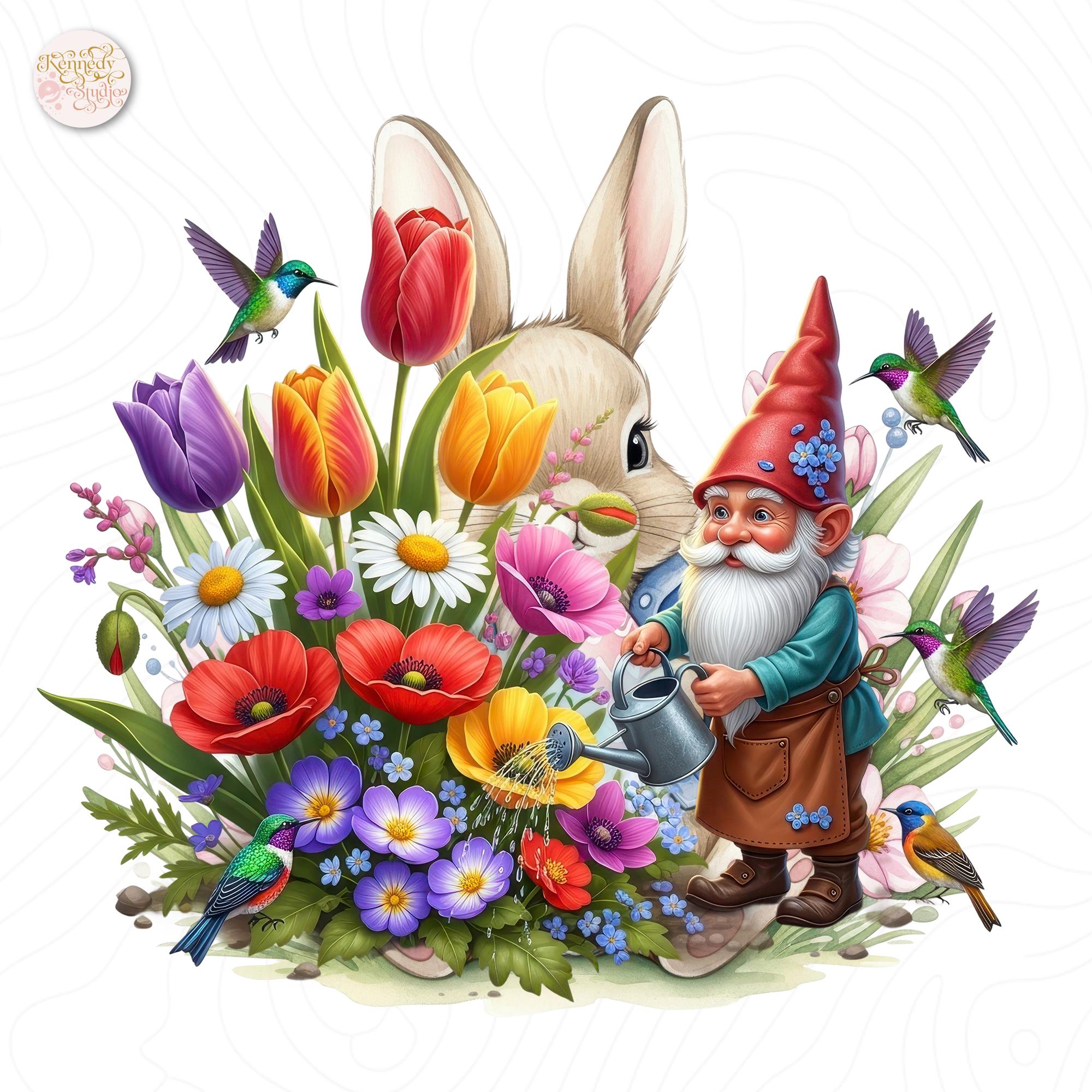 Spring Easter Gnomes PNG Clipart Bundle Cute Watercolor Easter Designs ...